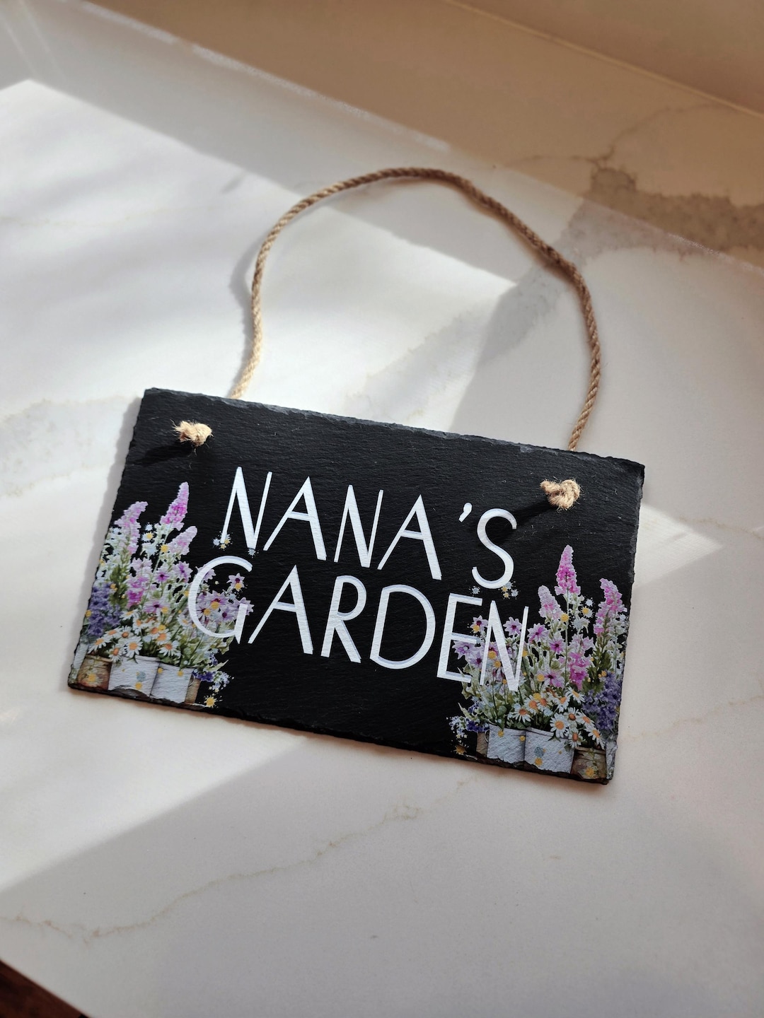 Custom Garden Sign - Personalized Slate Garden Plaque With Floral Print ...