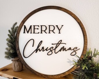 Christmas Wood Round Sign - Etsy