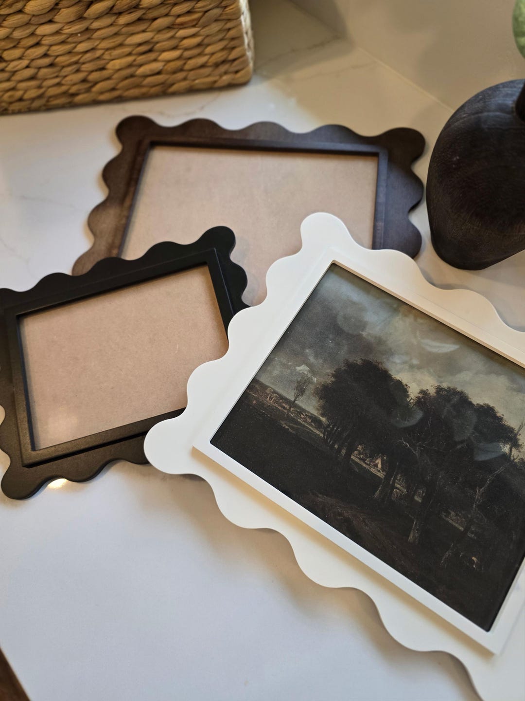 Personalized Scallop Picture Frame, Custom Wood Photo Frame, Rustic Nursery Decor, Book Nook ...