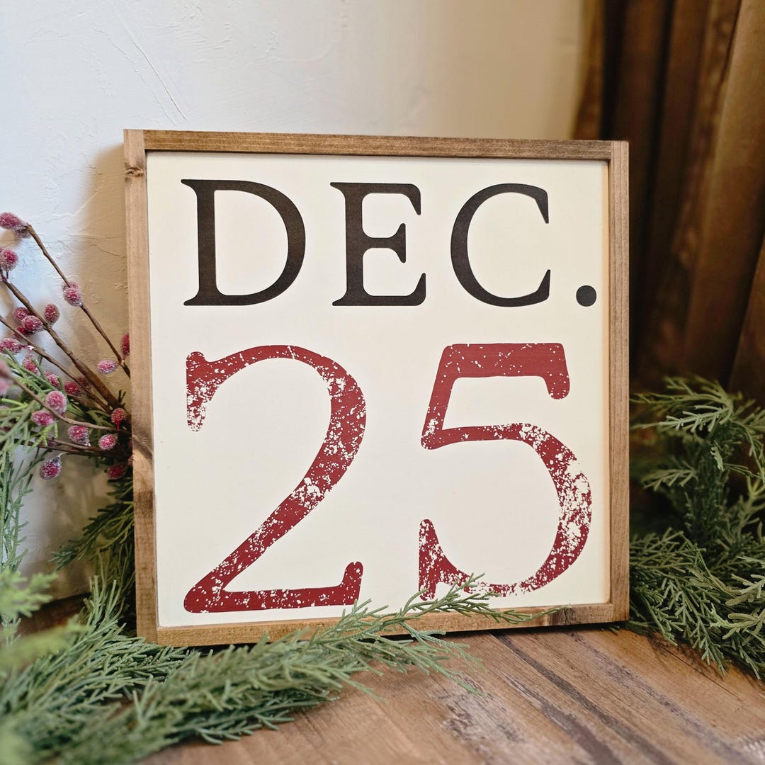 December 25 Sign, Wood Christmas Sign, Retro Christmas Decor, Holidays ...