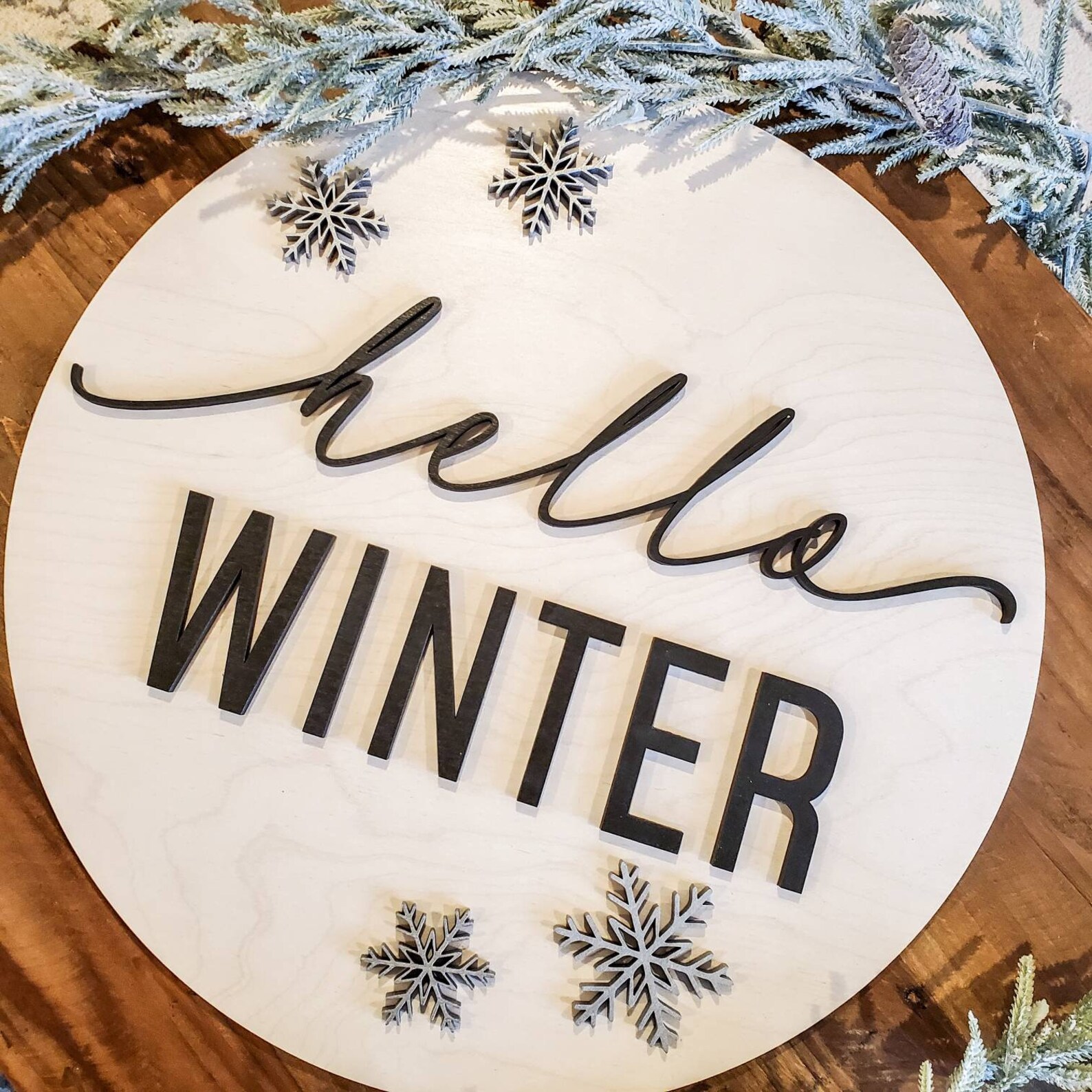 Hello Winter Door Sign Wood Door Hanger for Winter Winter - Etsy