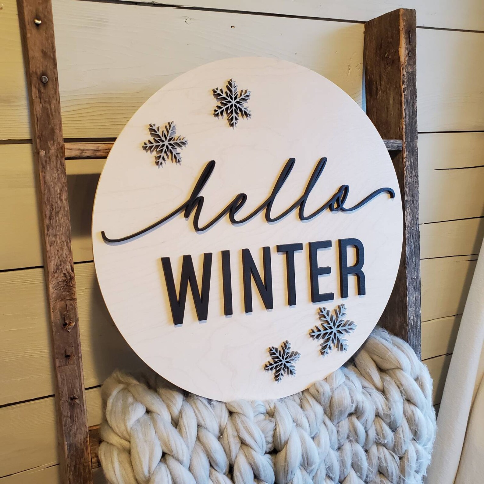 Hello Winter Door Sign Wood Door Hanger for Winter Winter - Etsy