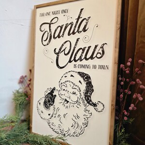 Santa Sign, Christmas Signs, Vintage Christmas Decor, Framed Wood Sign ...