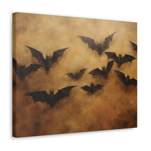 Spooky Bat Print, Halloween Wall Art, Halloween Bat Print, Vintage Oil ...