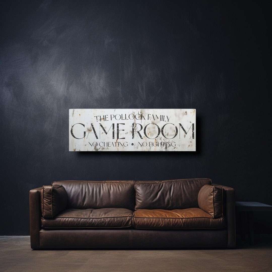 Personalized Game Room Sign With Family Last Name, Game Room Wall Art ...