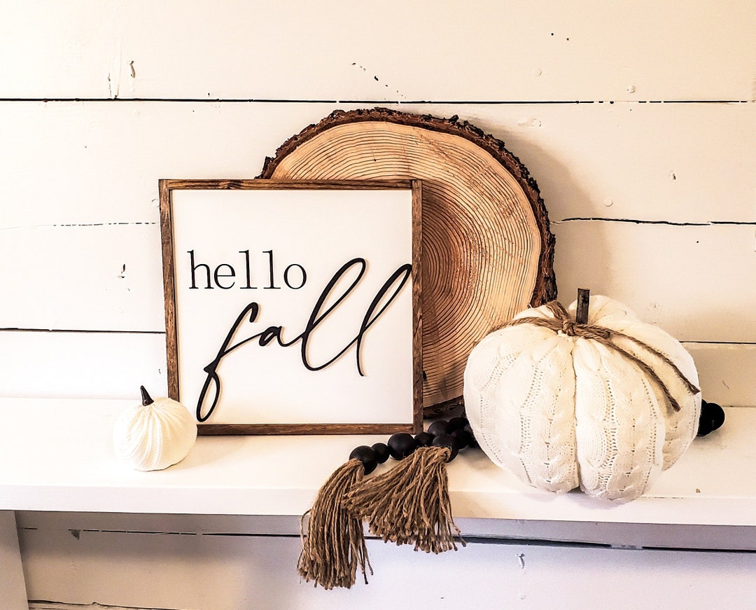 Hello Fall Wood Sign: 3D Lettering, Modern Farmhouse Decor - Etsy