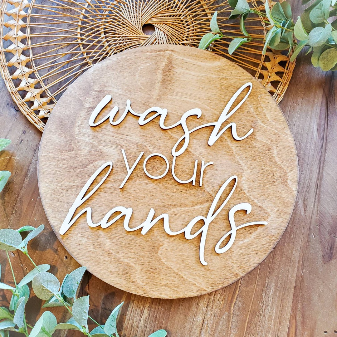Wash Your Hands Bathroom Sign, Bathroom Decor, Round Bathroom Sign ...