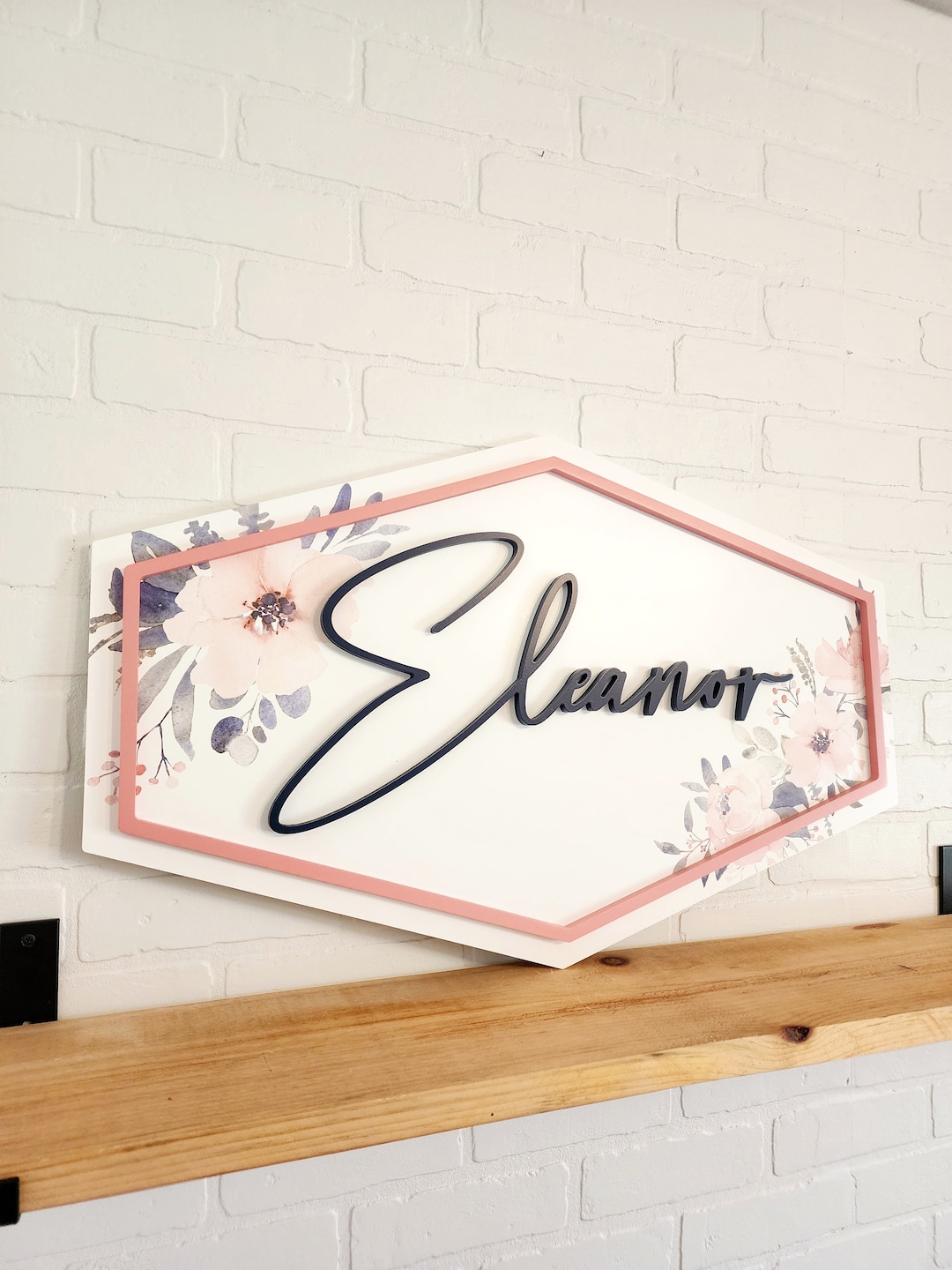 Floral Name Sign for Baby Girl, Girl Name Sign, Unique Name Sign, Wood ...