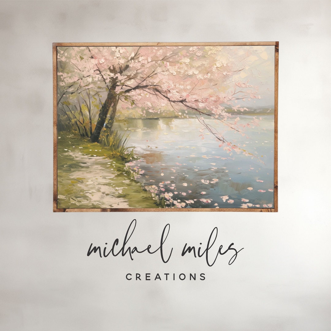 Spring Landscape Print, Vintage Oil Painting, Spring Wall Art, Framed ...