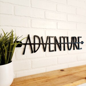 Adventure Sign, Arrow Wall Decor, Adventure Word Cutout, Travel Wall ...
