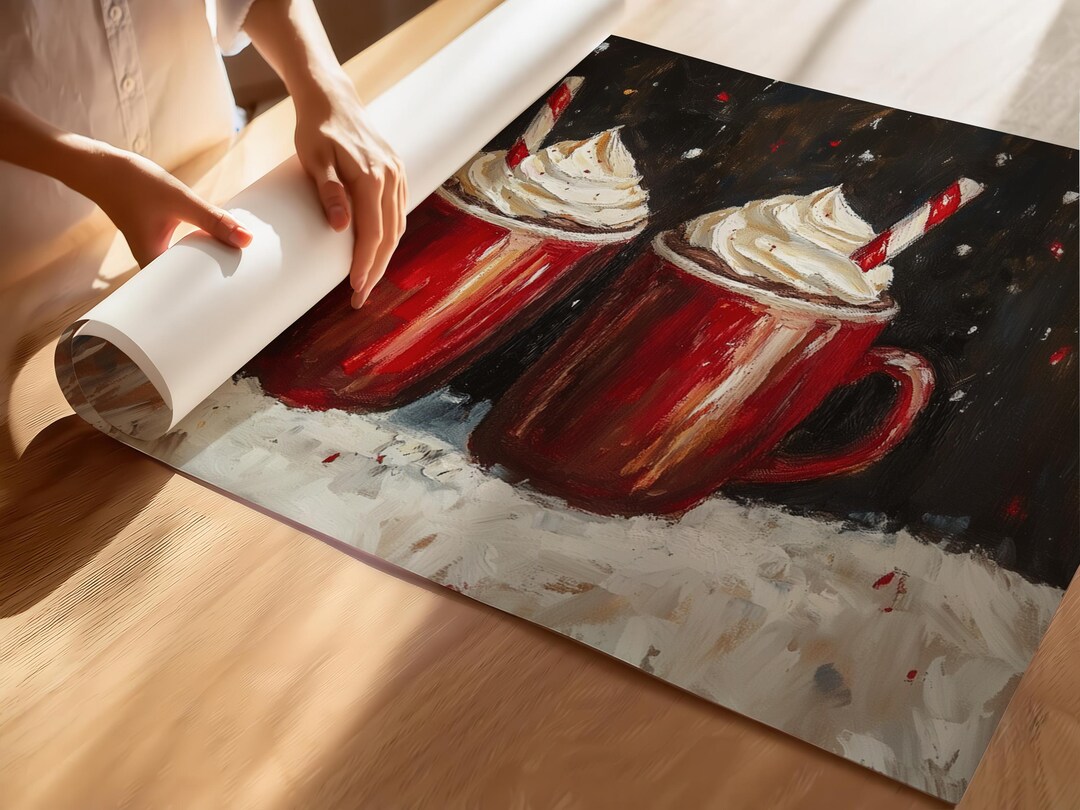 Christmas Hot Chocolate Mug Print, Christmas Kitchen Decor, Christmas ...