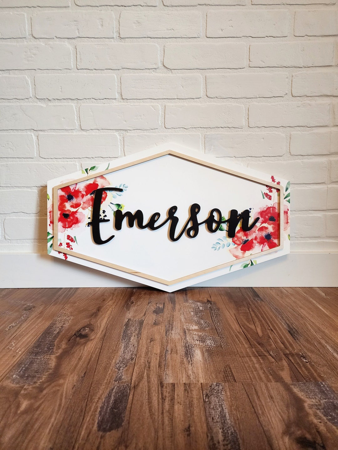 Poppy Floral Wooden Name Sign, Nursery Decor, Baby Shower Gift - Etsy