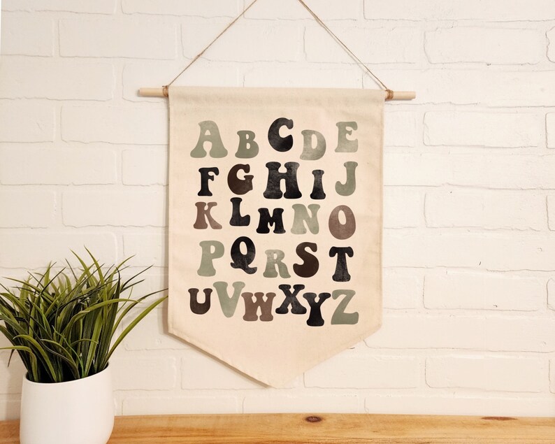 Boho Alphabet Poster Retro Kid Room Playroom Wall Hanging - Etsy