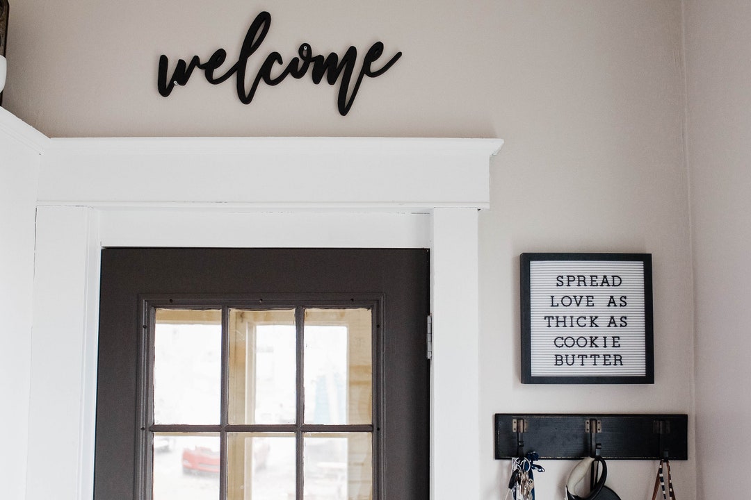 Large Wood Welcome Sign, Welcome Word Cutout, Entryway Decor, Welcome ...