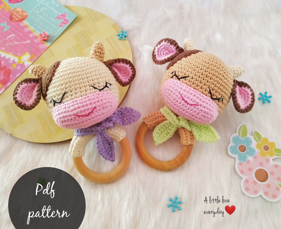 Cow Crochet Rattle Pattern/ Amigurumi Cow / Crochet Rattle Pattern ...