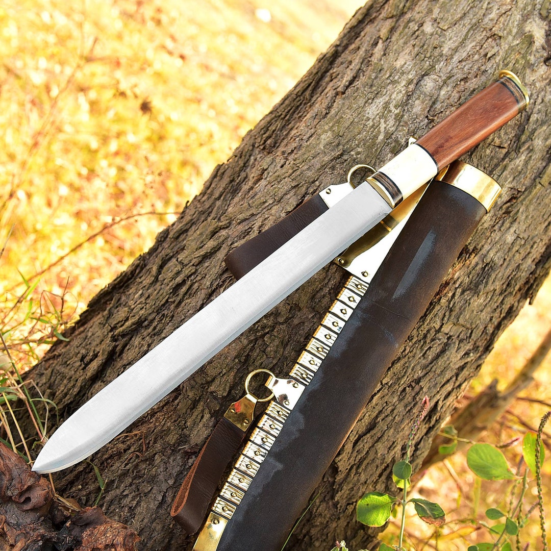 Medieval Work Knife Celtic Viking Hardwood Leather Sheath Sax Style ...