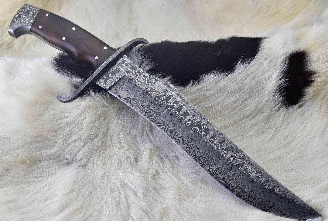 Custom Handmade Damascus Steel Hunting Bowie Knife Wiht Roos Wood. DHL ...