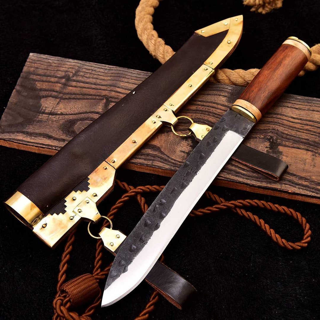 Medieval Work Knife Celtic Viking Hardwood Leather Sheath Sax Style ...