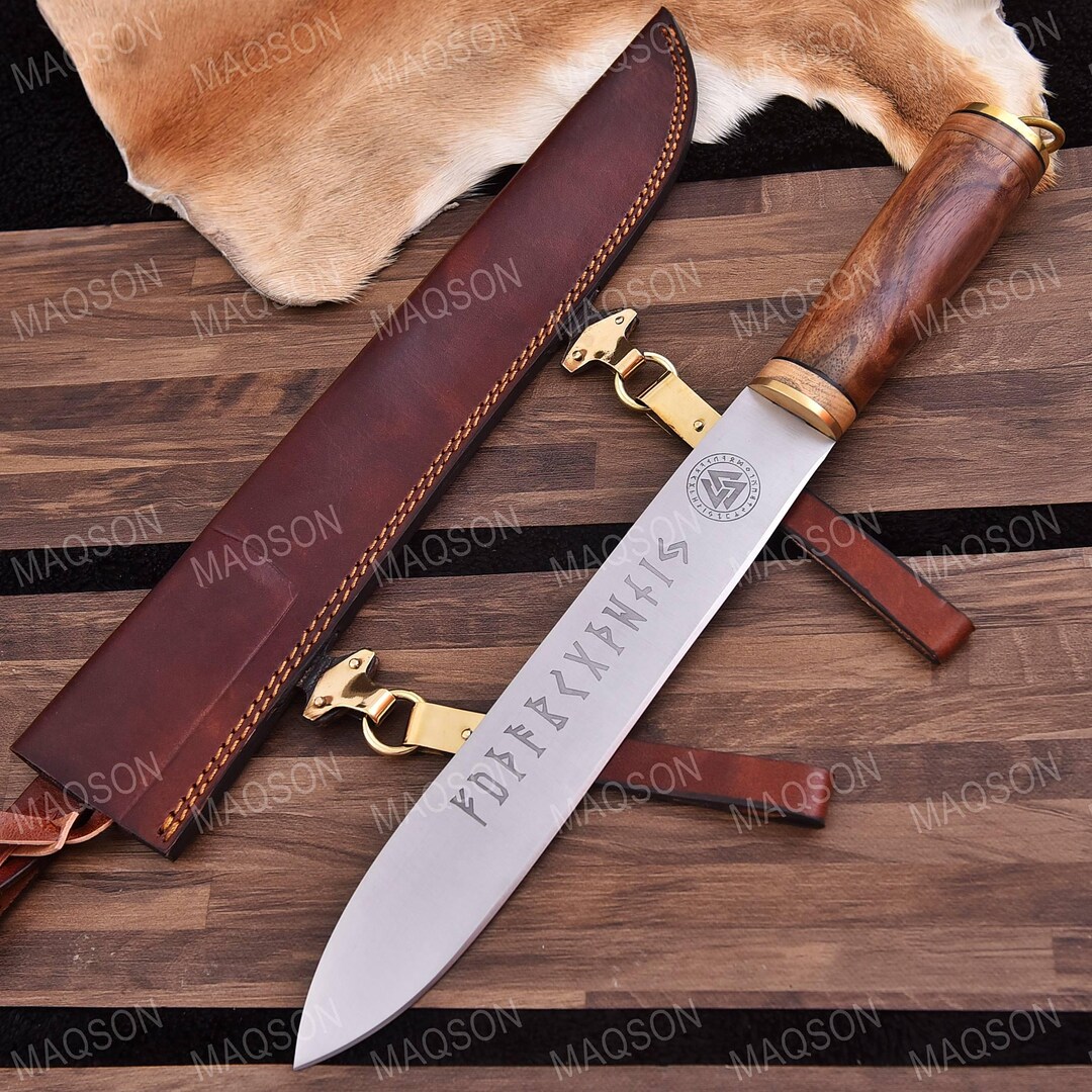 Medieval Work Knife Celtic Viking Hardwood Leather Sheath Sax Style ...