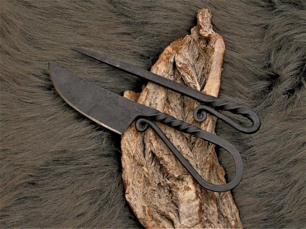 Medieval Knife With Eating Awl and Sheath, Viking/celt Hand-forged ...