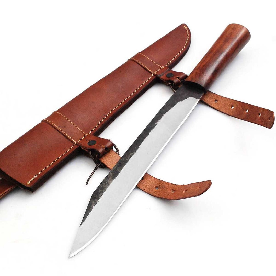 Medieval Work Knife Celtic Viking Hardwood Leather Sheath Sax Style ...