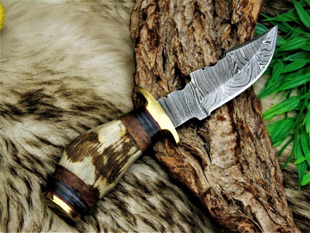 Damascus Knife Damascus Hunting Knife Medieval Knife, Belt Knife, Hand ...