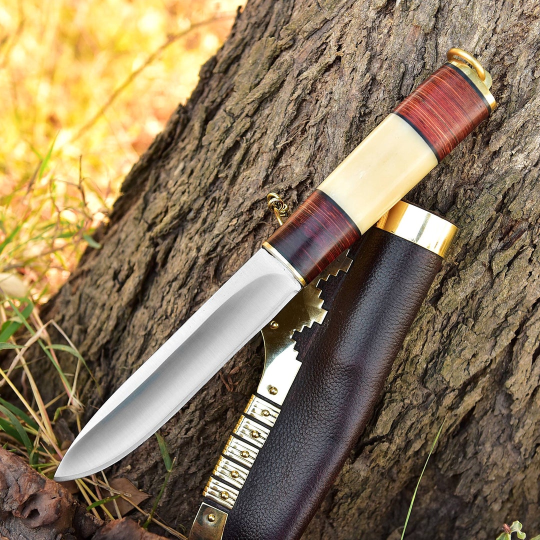 Medieval Work Knife Celtic Viking Hardwood Leather Sheath Sax Style ...