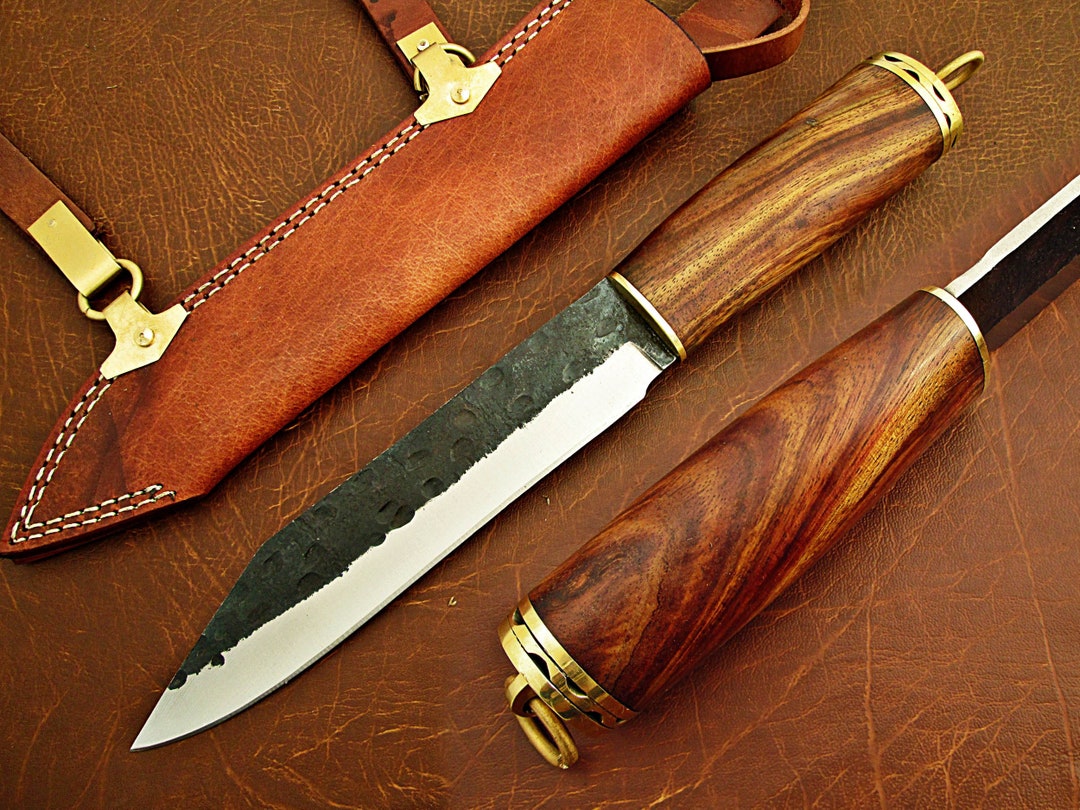 Medieval Work Knife Celtic Viking Hardwood Leather Sheath Sax Style ...
