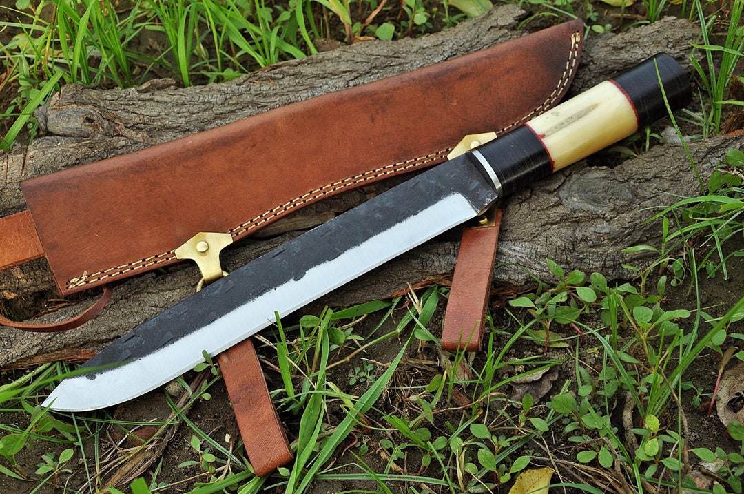 Medieval Work Knife, Celtic Viking Style, Hardwood, Leather Sheath, Sax ...