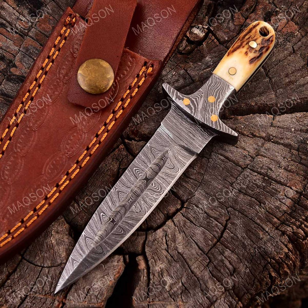 Handmade Damascus Steel Mini 5.5" Neck Skinner Knife "Stag Handle ...