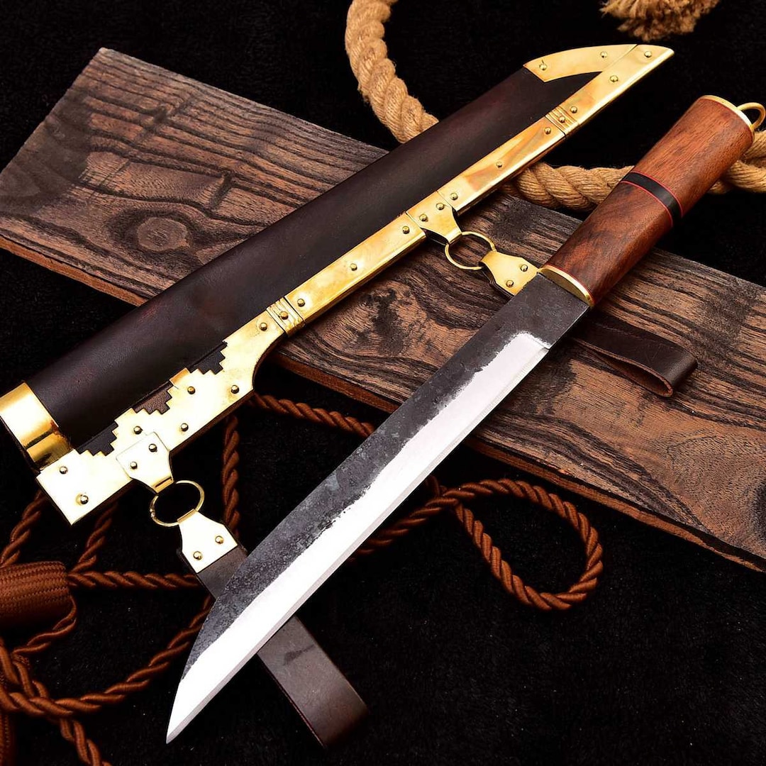 Medieval Work Knife, Celtic Viking Style, Hardwood, Leather Sheath, Sax ...
