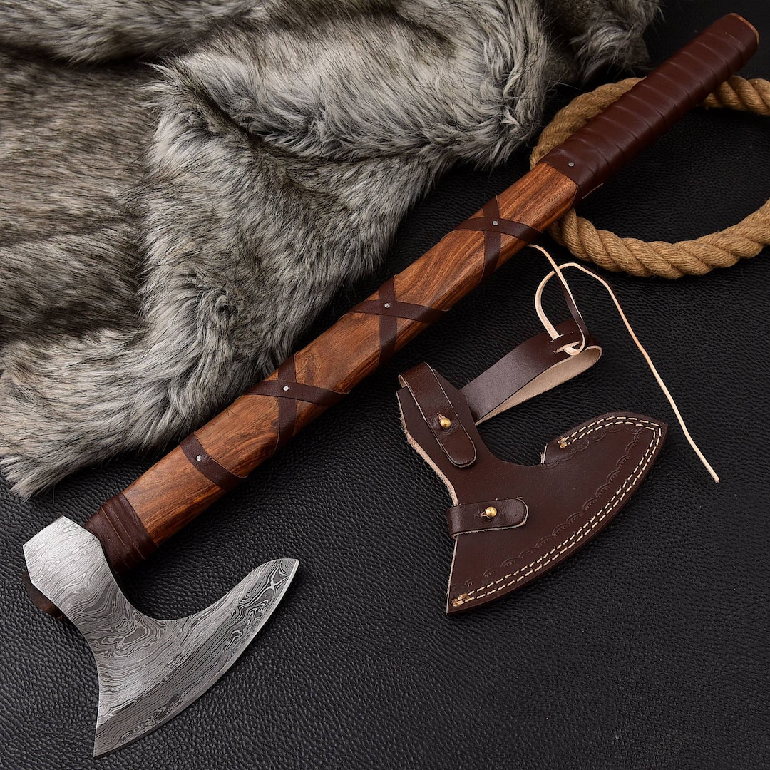 Viking Ax Damascus Steel With Sheath Hand Forged Medieval Ax Viking Ax ...