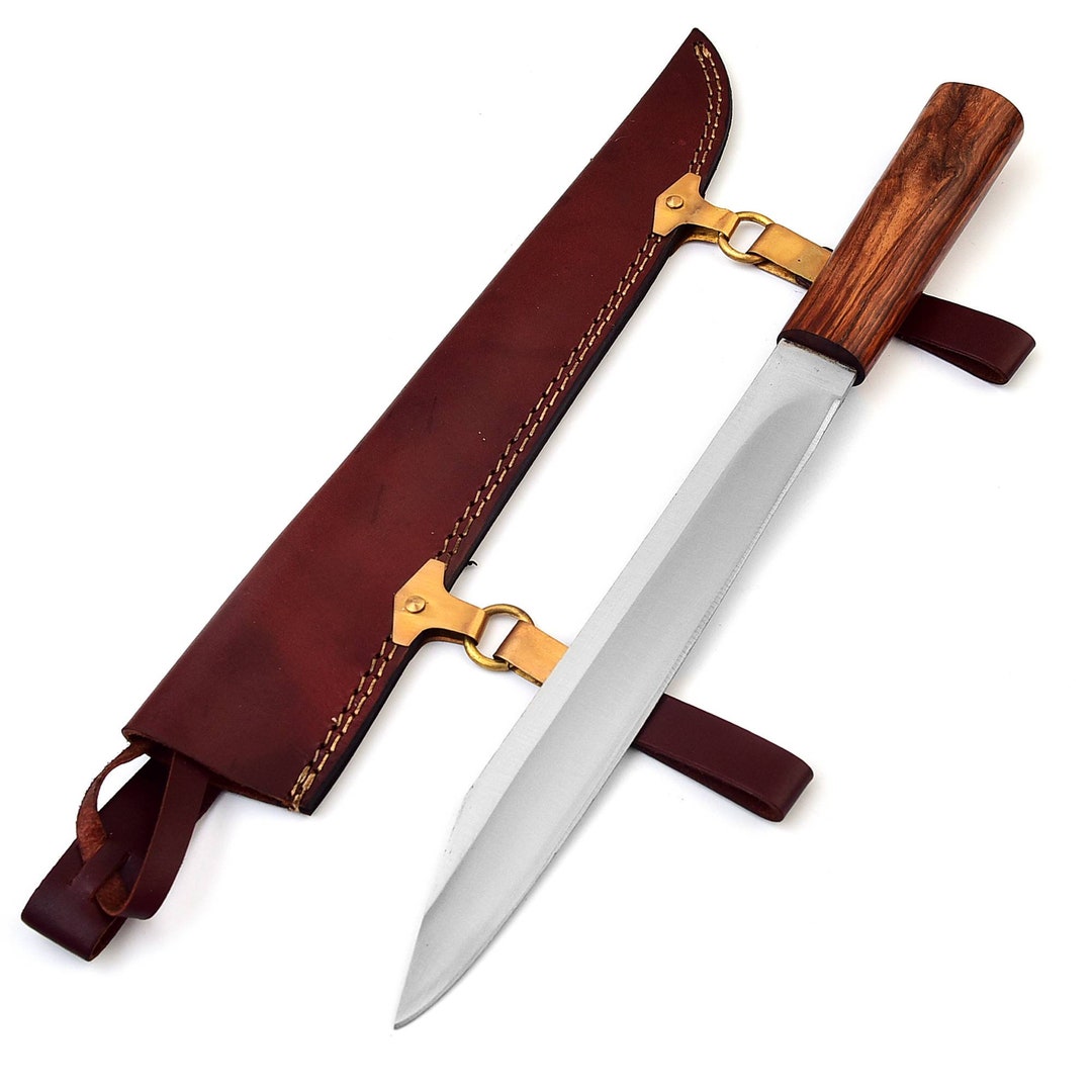 Medieval Work Knife Celtic Viking Hardwood Leather Sheath Sax Style ...