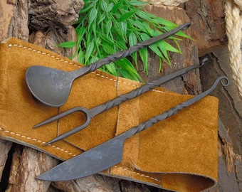 Hand Forged Cutlery Set, Viking Silverware, Medieval, SCA, Creative ...
