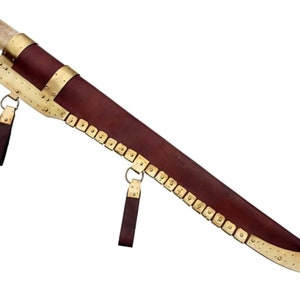 Medieval Work Knife Celtic Viking Hardwood Leather Sheath Sax Style 55 ...
