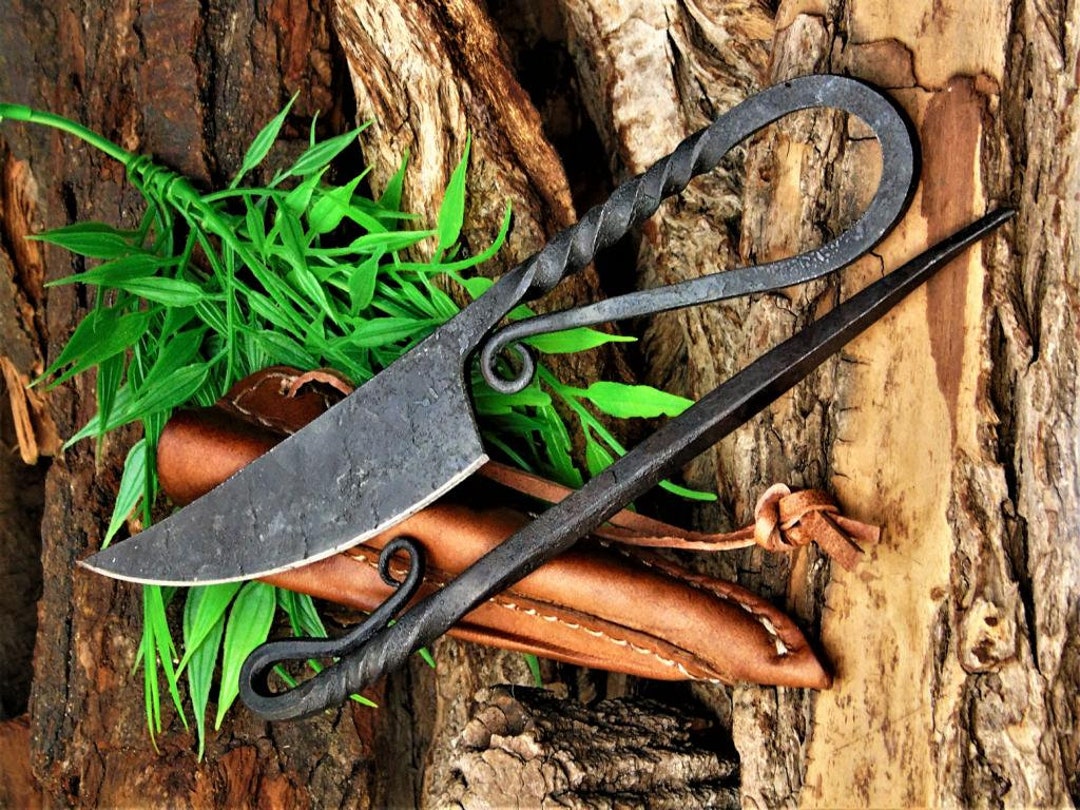 Medieval Knife With Awl + Sheath Viking;celts Hand-forged 1005EA - Etsy
