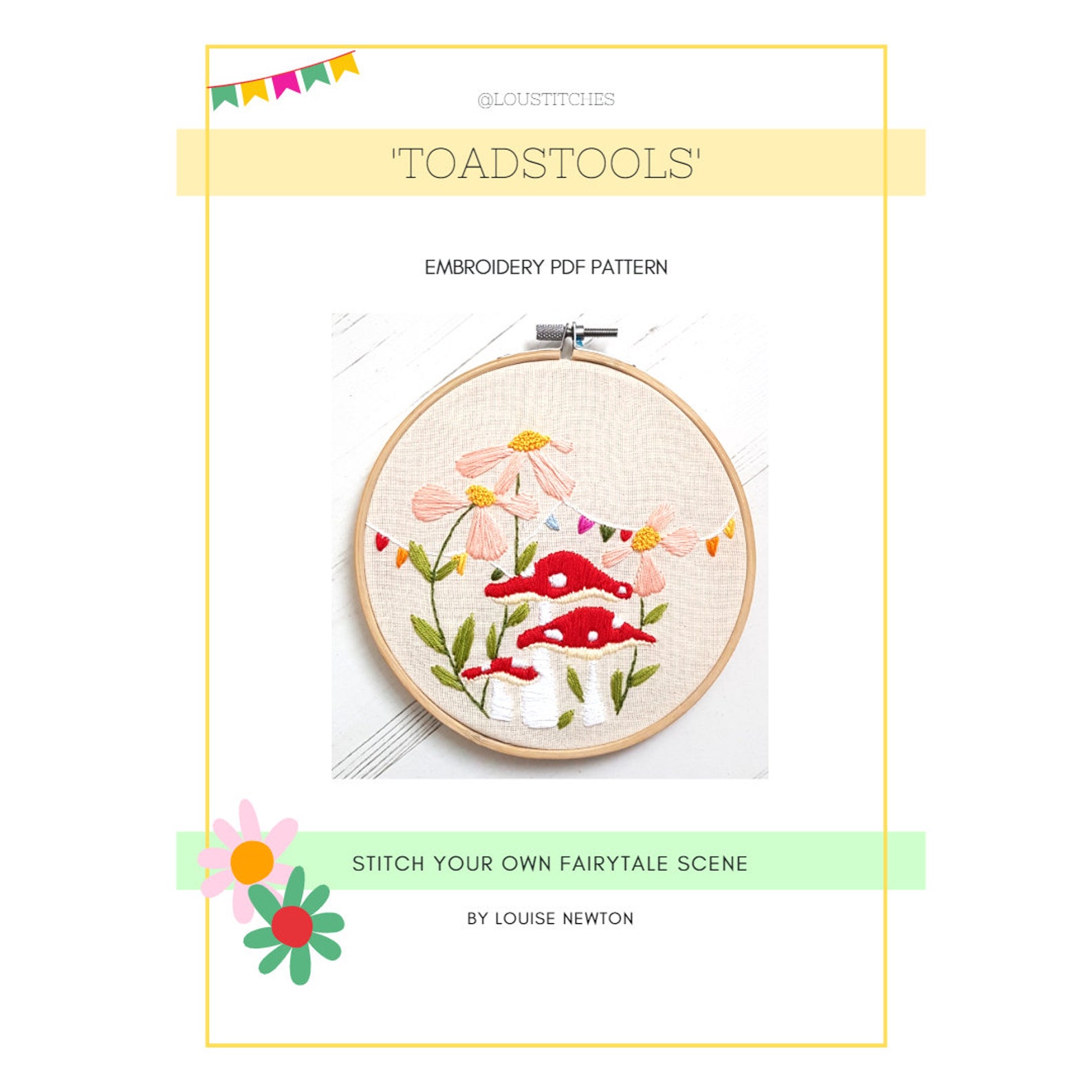 Toadstool PDF Embroidery Pattern | Digital Download | Woodland ...