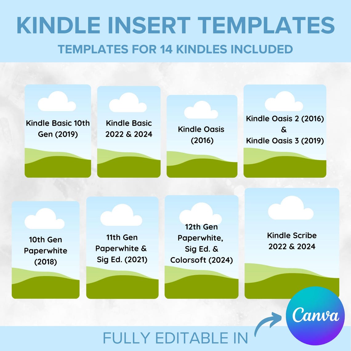 Kindle Insert Canva Digital Templates, Custom DIY Kindle Inserts for ...