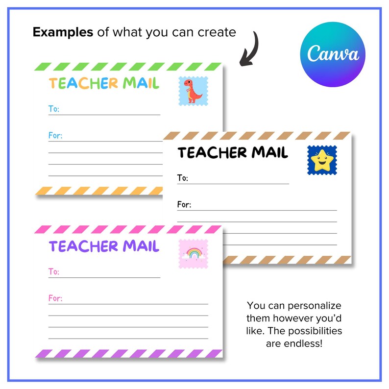 Editable Teacher Mail Canva Digital Template, Custom Positive Mail ...