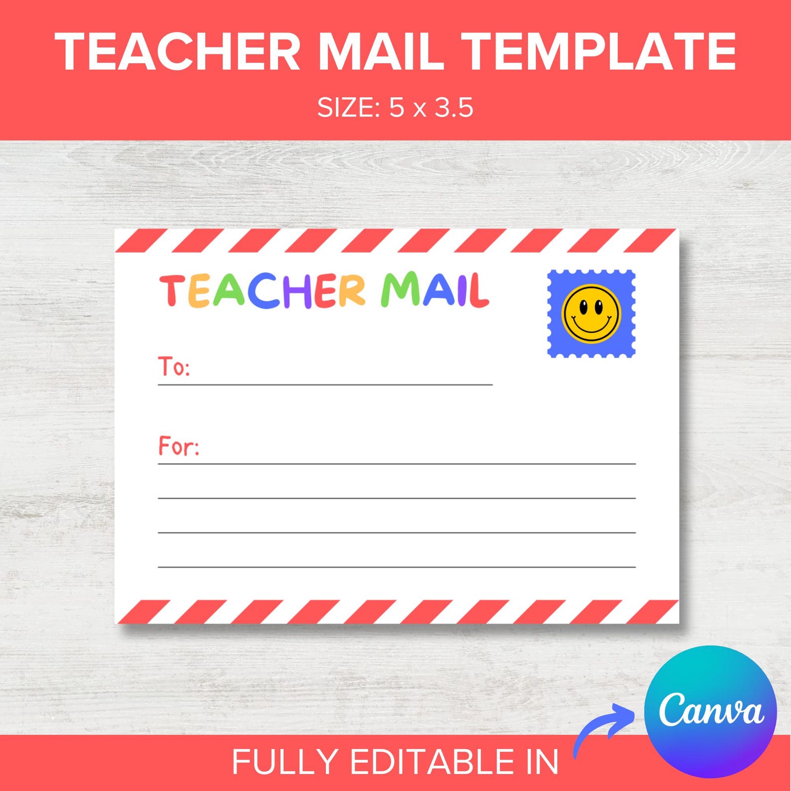 Editable Teacher Mail Canva Digital Template, Custom Positive Mail ...