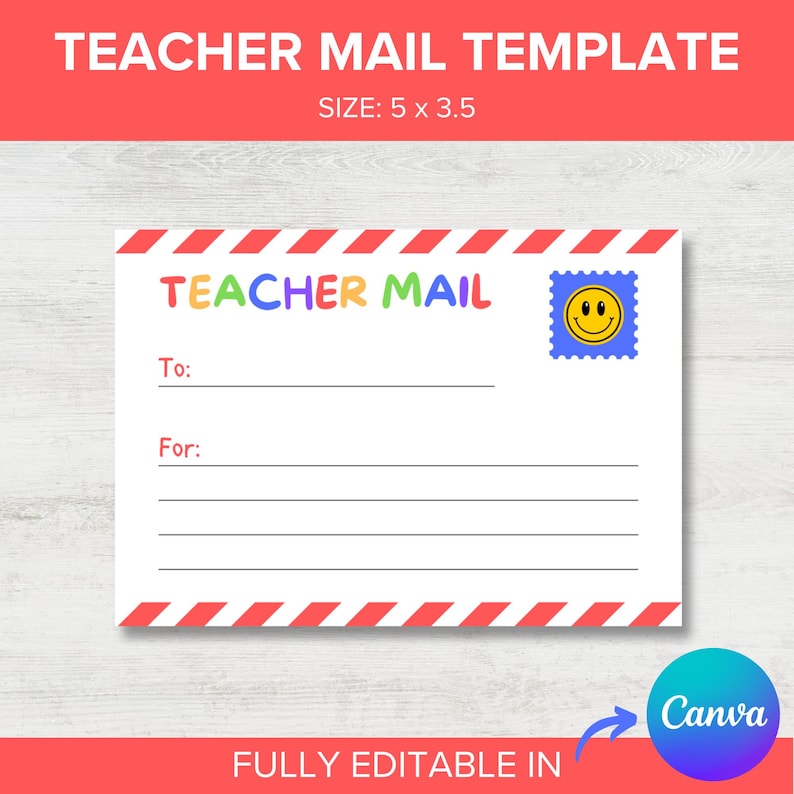 Editable Teacher Mail Canva Digital Template, Custom Positive Mail ...