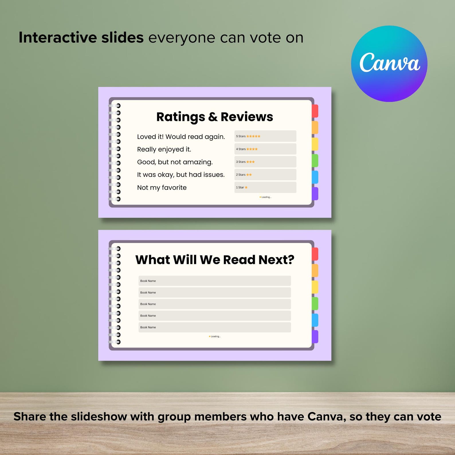 Editable Canva Book Club Slideshow, Book Discussion Slides, Interactive ...