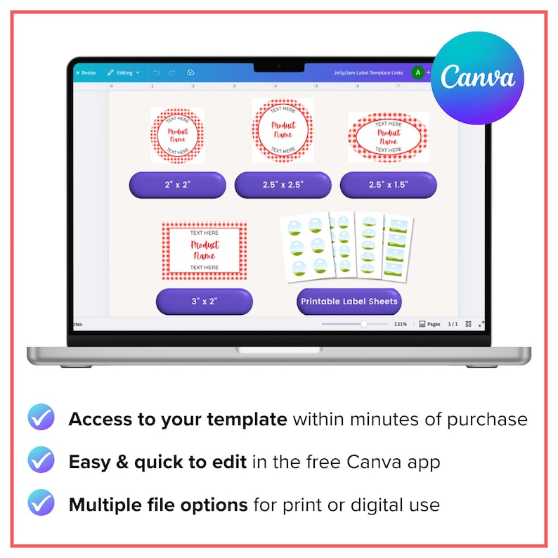 Editable Jam, Jelly & Canning Label Templates, Gingham Mason Jar ...