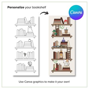 Printable & Customizable Bookmark Bundle Set, Reading Log Bookshelf ...