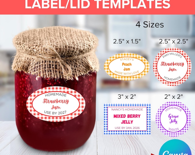 Jam Label Printable for Mason Jars, Homemade BBQ, Jam, Jelly, Canning ...