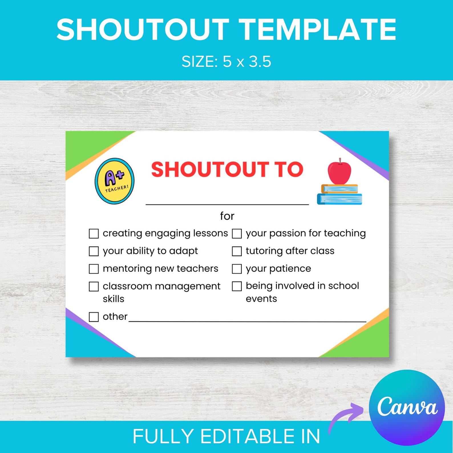 Editable Teacher Shoutout Canva Digital Template, Custom Staff Shoutout ...