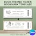 Book-themed Event Ticket Template, Editable Bookmark Ticket for ...