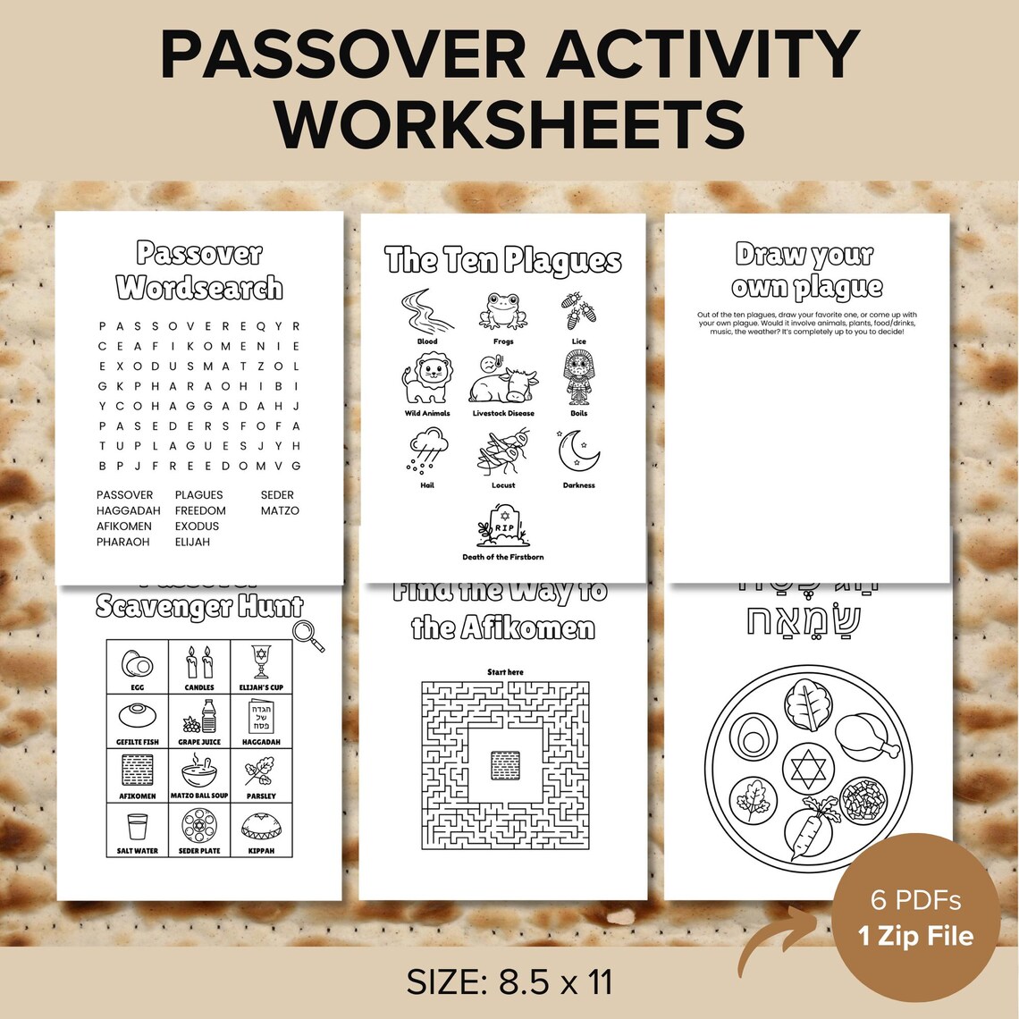 Passover Activity Worksheets Bundle for Classroom, Children's Passover ...