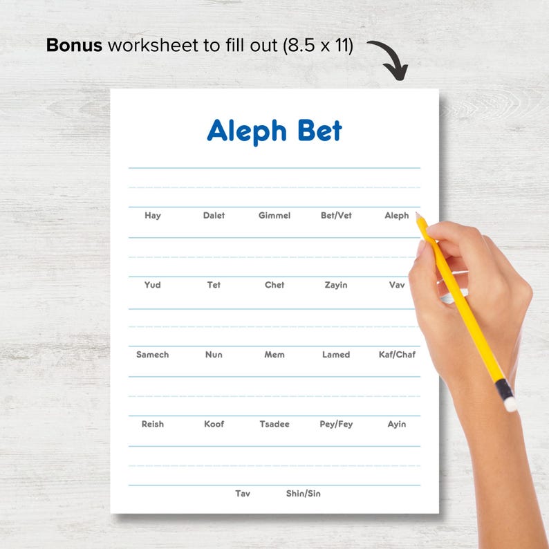 Aleph Bet Poster for Classroom, Children's Aleph Bet Worksheet, Hebrew ...