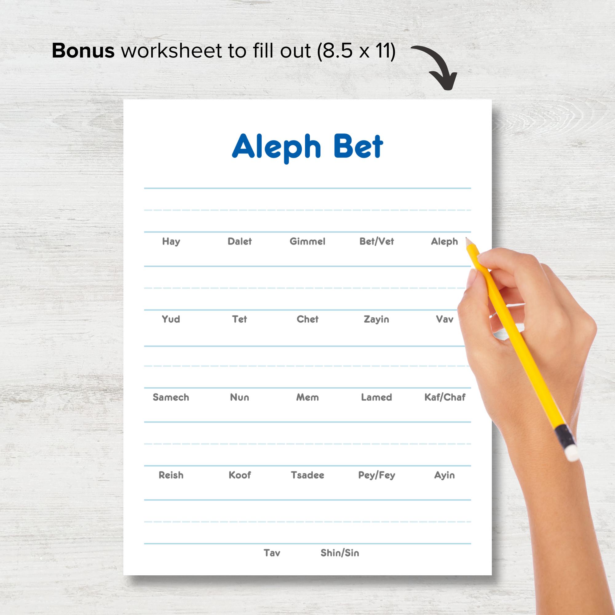 Aleph Bet Poster for Classroom, Children's Aleph Bet Worksheet, Hebrew ...